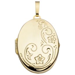 Medallion-Anhänger Jobo "Anhänger Medaillon oval" Schmuckanhänger Gr. Gelbgold 333, goldfarben (gelbgold 333) Damen Anhänger 333 Gold