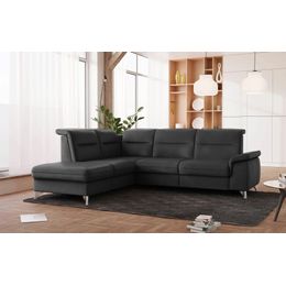 Sit & More Ecksofa SIT & MORE "Astoria L-Form", grau (anthrazit), B:256cm H:91cm T:225cm, 100% Polyester, Sofas, Ecksofa, wahlweise mit motorischer Relaxfunktion