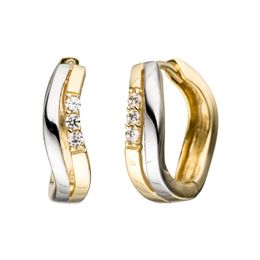 Paar Creolen Jobo Ohrringe Gr. Gelbgold 333, goldfarben (gelbgold 333) Damen 333 Gold bicolor mit Zirkonia