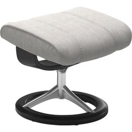 Fußhocker stressless "Consul" Hocker Gr. B/H/T: 54 cm x 41 cm x 39 cm, Struktur fein JASMINE, Signature Base Schwarz, grau (light grey jasmine) mit Signature Base, Gestell Schwarz