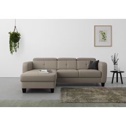 Sit & More Ecksofa SIT & MORE "Belluci L-Form", braun (savannah), B:247cm H:85cm T:170cm, Sofas, Ecksofa, inklusive Federkern, wahlweise mit Bettfunktion und Bettkasten
