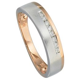 Diamantring Jobo Fingerringe Gr. 54, SI = kleine Einschlüsse, Roségold 585-Weißgold 585-Diamanten, rosegold (roségold 585) Damen Diamantringe 585 Gold bicolor mit 8 Diamanten