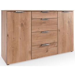 Kombikommode wimex "Level by fresh to go" Sideboards Gr. B/H/T: 135 cm x 84 cm x 41 cm, 4, braun (plankeneiche nachbildung) Kombikommoden 2-türig, mit 4 Schubladen und soft-close Funktion, 135cm breit