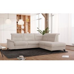 Sit & More Ecksofa SIT & MORE "Astoria L-Form", beige (nature), B:256cm H:91cm T:225cm, 100% Polyester, Sofas, Ecksofa, wahlweise mit motorischer Relaxfunktion