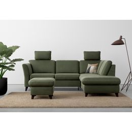 Ecksofa Home Affaire "Trelleborg L-Form", gr&uuml;n (olive), B:252cm H:86cm T:213cm, 95% Polyester, 5% Polyamid, Sofas, Ecksofa, wahlweise mit Bettfunktion und Bettkasten, inkl. Federkern-Polsterung