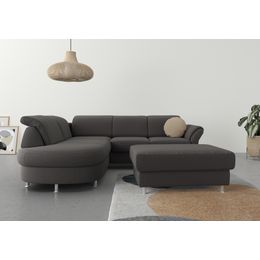 Sit & More Ecksofa SIT & MORE "Apulia L-Form", grau (fango), B:250cm H:78cm T:212cm, Webstoff (100% Polyester);Struktur weich (90% Polyester, 10% Polyamid);Luxus-Micofaser Euphoria (100% Polyester);Samtoptik (100% Polyester), Sofas, Ecksofa, wahlweise Bettfunktion, Bettkasten und Kopf- und Armteilverstellung