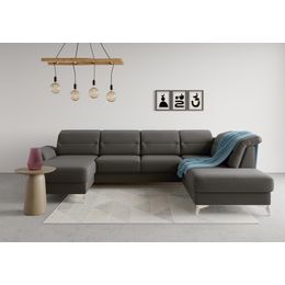 Sit & More Wohnlandschaft SIT & MORE "Sinatra U-Form", grau (fango), B:326cm H:85cm T:220cm, 100% Polyester, Sofas, Wohnlandschaft, optional mit Kopfteilverstellung und Armteilfunktion etc.