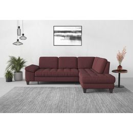 Sit & More Ecksofa SIT & MORE "Westham L-Form", lila (chianti), B:261cm H:88cm T:179cm, 90% Polyester 10%Polyamid, Sofas, Ecksofa, mit Ottomane, mit oder ohne Bettfunktion, Bettkasten, Verstellung