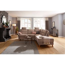Ecksofa Home Affaire "Westerland L-Form", grau (taupe), B:238cm H:90cm T:213cm, 98% Polyester 2% Polyamid, Sofas, Ecksofa, Federkern-Polsterung, wahlweise mit Bettfunktion, Bettkasten