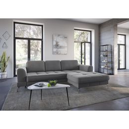 Sit & More Ecksofa SIT & MORE "Bendigo L-Form", grau (hellgrau), B:284cm H:87cm T:175cm, Sofas, Ecksofa, inklusive Sitztiefenverstellung, Bodenfreiheit 15 cm, 2 Fu&szlig;farben