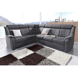 Sit & More Ecksofa SIT & MORE "Basel L-Form", grau (dunkelgrau), B:261cm H:98cm T:211cm, Altara Nubuck, Luxus-Microfaser (100% Polyester;PRIMABELLE-Microfaser, Luxus-Microfaser (100% Polyester;SOFTLUX-Kunstleder;NaturLEDER (echtes Rindsleder), Sofas, Ecksofa, wahlweise mit Relaxfunktion