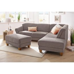 Ecksofa Home Affaire "Gotland L-Form", grau (taupe), B:257cm H:84cm T:212cm, Struktur (100% Polypropylen);Luxus-Microfaser ALTARA NUBUCK (100% Polyester);90% Polyester/10% Polyamid Luxus-Microfaser (100% Polyester), Sofas, Ecksofa, wahlweise mit Sitztiefenverstellung + Bettkasten
