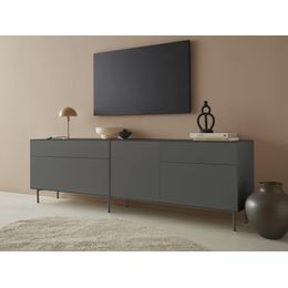 Lowboard LeGer Home by Lena Gercke "Essentials" Sideboards Gr. B/H/T: 239 cm x 72 cm x 42 cm, 4, grau (anthrazit) Breite: 239cm, MDF lackiert, Push-to-open-Funktion