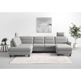 Sit & More Wohnlandschaft SIT & MORE "Far&ouml; U-Form", grau, B:325cm H:90cm T:187cm, Sofas, Wohnlandschaft, inklusive Federkern, wahlweise mit Bettfunktion und Bettkasten