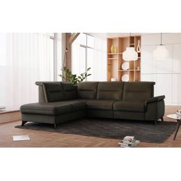 Sit & More Ecksofa SIT & MORE "Astoria L-Form", gr&uuml;n (olive), B:256cm H:91cm T:225cm, 100% Polyester, Sofas, Ecksofa, wahlweise mit motorischer Relaxfunktion