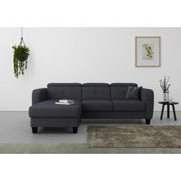 Sit & More Ecksofa SIT & MORE "Belluci L-Form", blau (tiefblau), B:247cm H:85cm T:170cm, Sofas, Ecksofa, inklusive Federkern, wahlweise mit Bettfunktion und Bettkasten