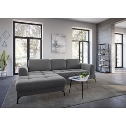 Sit & More Ecksofa SIT & MORE "Bendigo L-Form", grau (hellgrau), B:284cm H:87cm T:175cm, Sofas, Ecksofa, inklusive Sitztiefenverstellung, Bodenfreiheit 15 cm, 2 Fu&szlig;farben