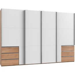 Schwebetürenschrank wimex "Level by fresh to go" Schränke Gr. B/H/T: 350 cm x 236 cm x 65 cm, 4 St., weiß (plankeneichefarben, weiß) Schranksysteme und Schrankserien mit Synchronöffnung