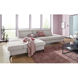 Sit & More Ecksofa SIT & MORE "Brisbane L-Form", beige (creme), B:319cm T:181cm, Soft clean (98% Polyester, 2% Polyamid), Sofas, Ecksofa, Fu&szlig;h&ouml;he 12 cm, inklusive Sitztiefen-, Armteil- und Kopfteilverstellung