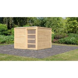 Gartenhaus Karibu "Quellsee 2" Gartenhäuser Gr. ohne Fußboden, beige (naturbelassen) Gartenhäuser aus Holz naturbelassen oder terragrau