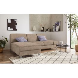 Sit & More Ecksofa SIT & MORE "Clio L-Form", beige, B:246cm H:89cm T:165cm, Sofas, Ecksofa, wahlweise mit Bettfunktion oder Vorziehsitz und Bettkasten, Federkern