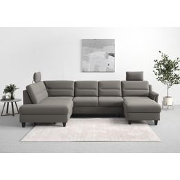 Sit & More Wohnlandschaft SIT & MORE "Far&ouml; U-Form", braun (schlamm), B:325cm H:90cm T:187cm, Sofas, Wohnlandschaft, inklusive Federkern, wahlweise mit Bettfunktion und Bettkasten