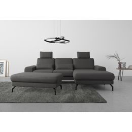 Sit & More Ecksofa SIT & MORE "Cinturo L-Form", grau (anthrazit), B:283cm H:91cm T:175cm, Sofas, Ecksofa, inklusive Sitztiefenverstellung und Federkern, Sitzh&ouml;he 48 cm