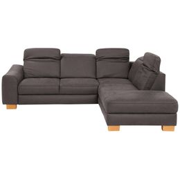 Ecksofa Home Affaire "Dundee L-Form", grau (anthrazit), B:263cm H:86cm T:219cm, Luxus-Microfaser Lederoptik (100% Polyester), Sofas, Ecksofa, wahlweise mit Kopfteilverstellung und zus&auml;tzlich mit Bettfunktion