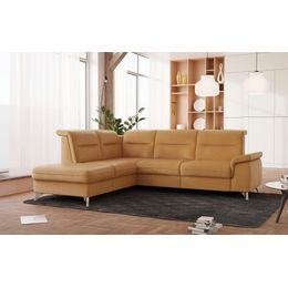 Sit & More Ecksofa SIT & MORE "Astoria L-Form", gelb (dijon), B:256cm H:91cm T:225cm, 100% Polyester, Sofas, Ecksofa, wahlweise mit motorischer Relaxfunktion