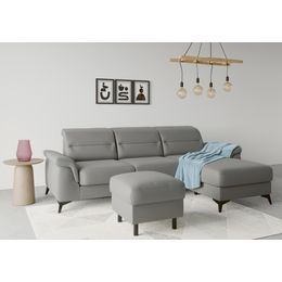 Sit & More Ecksofa SIT & MORE "Sinatra L-Form", grau (steel), B:258cm H:85cm T:170cm, 100% Polyester, Sofas, Ecksofa, mit Recamiere, optional mit Kopfteilverstellung und Armteilfunktion