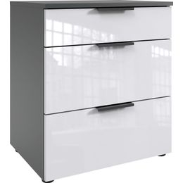 Nachtkommode wimex "level36 D by fresh to go" Sideboards Gr. B/H/T: 54 cm x 61 cm x 41 cm, 3 St., grau (korpus graphit, front lack weiß) mit soft-close Funktion und Lackfronten, 3 Schubladen