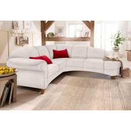 Ecksofa Home Affaire "Mayfair L-Form", grau (grau, wei&szlig;), B:245cm H:90cm T:90cm, MELROSE (100% Polyester);Struktur fein (95% Polyester, 5% Polyamid), Sofas, Ecksofa, mit Federkern