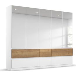 Drehtürenschrank Rauch "Winnipeg" Schränke Gr. B/H/T: 226 cm x 210 cm x 56 cm, Mit Beleuchtung, 5 St., weiß grifflose Front, Schubkästen m. Griffmulde, auch mit Beleuchtung