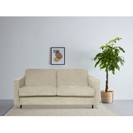 Schlafsofa Home Affaire "Virming", braun (latte), B:188cm H:90cm T:98cm, 100% Polyester, Sofas, Schlafsofa, Dauerschlaf-Funktion mit Unterfederung und Matratze