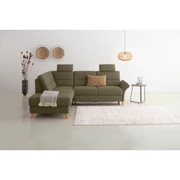 Ecksofa Home Affaire "Westerland L-Form", gr&uuml;n (khaki), B:238cm H:90cm T:213cm, 100% Polyester, Sofas, Ecksofa, Federkern-Polsterung, wahlweise mit Bettfunktion, Bettkasten