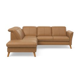 Sit & More Ecksofa SIT & MORE "Romero L-Form", braun (cognac), B:250cm H:91cm T:220cm, 100% Polyester, Sofas, Ecksofa, wahlweise mit oder ohne TV-Funktion, Bettfunktion, Bettkasten