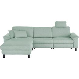 Ecksofa 3C CANDY "Mainau L-Form", gr&uuml;n (mint), B:308cm H:91cm T:185cm, 100% Polyester, Sofas, Ecksofa, Relaxfunktion im 1,5-Sitzer, motorische Schlaffunktion in Longchair
