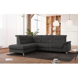 Sit & More Ecksofa SIT & MORE "Astoria L-Form", grau (anthrazit), B:256cm H:91cm T:225cm, 100% Polyester, Sofas, Ecksofa, wahlweise mit motorischer Relaxfunktion