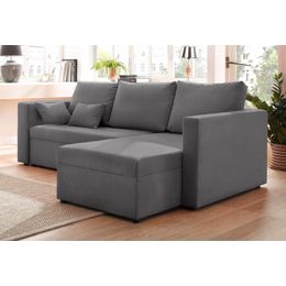 Ecksofa Home Affaire "Pur L-Form", grau, B:224cm H:87cm T:160cm, Struktur (100% Polyester);100% Polyester Melrose;Luxus-Microfaser Nubuk (100% Polyester), Sofas, Ecksofa, wahlweise mit Bettfunktion