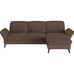 Sit & More Ecksofa SIT & MORE "Leandro L-Form", braun (dunkelbraun), B:267cm H:88cm T:200cm, 100% Polyester, Sofas, Ecksofa, Wahlweise mit Bett-, Kopfteil - und Armlehnfunktion, sowie Bettkasten