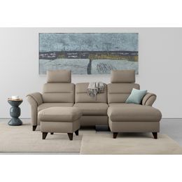 Sit & More Ecksofa SIT & MORE "Mellum L-Form", braun (savannah), B:250cm H:87cm T:163cm, 100% Polyester, Sofas, Ecksofa, Federkern, wahlweise mit Bettfunktion, Bettkasten und Armteilfunktion