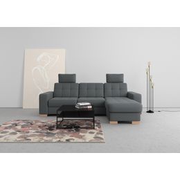 Sit & More Ecksofa SIT & MORE "Quincy L-Form", grau (dunkelgrau), B:252cm H:82cm T:161cm, Sofas, Ecksofa, wahlweise mit Bettfunktion und Bettkasten