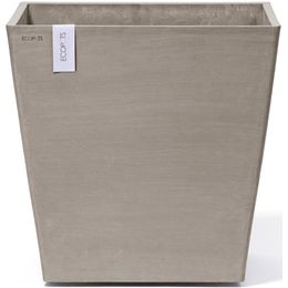 Blumentopf Ecopots "Rotterdam mit Rollen 50 Taupe" Pflanzgefäße Gr. B/H/T: 50,2 cm x 49,5 cm x 50,2 cm, grau (taupe) Blumentöpfe -kästen für innen und außen: frostsicher, bruchsicher lichtbeständig