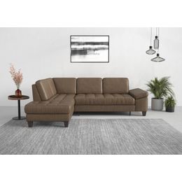Sit & More Ecksofa SIT & MORE "Westham L-Form", braun (coffee), B:261cm H:88cm T:179cm, 100% Polyester, Sofas, Ecksofa, mit Ottomane, mit oder ohne Bettfunktion, Bettkasten, Verstellung