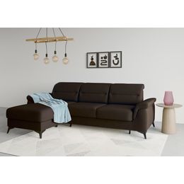 Sit & More Ecksofa SIT & MORE "Sinatra L-Form", braun (dunkelbraun), B:258cm H:85cm T:170cm, 100% Polyester, Sofas, Ecksofa, mit Recamiere, optional mit Kopfteilverstellung und Armteilfunktion