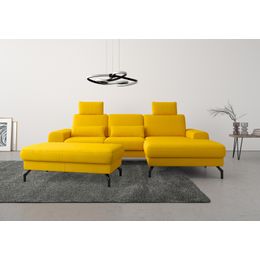 Sit & More Ecksofa SIT & MORE "Cinturo L-Form", gelb (mustard), B:283cm H:91cm T:175cm, Sofas, Ecksofa, inklusive Sitztiefenverstellung und Federkern, Sitzh&ouml;he 48 cm