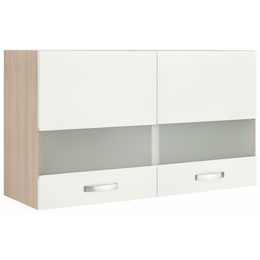 Glashängeschrank Optifit "Faro" Schränke Gr. B/H/T: 100 cm x 57,6 cm x 34,6 cm, 2 St., weiß (weiß matt) Hängeschränke mit Metallgriffen, Breite 100 cm