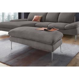 Hocker W.Schillig "enjoy&MORE", grau (grau r66), B:106cm H:45cm T:71cm, Chenille-Flachgewebe R66 (85% Polyester, 15% Nylon), Longlife Xtra-Leder Z59: Glattleder mit modischer Prägung. Hautstärke 0, 9 - 1, 1 mm, Stoff S37 (100% Polyester), Hocker, Füße Chrom glänzend, Breite 106 cm