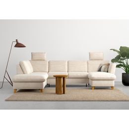 Wohnlandschaft Home Affaire "Trelleborg U-Form", beige (creme), B:307cm H:86cm T:213cm, 100% Polyester, Sofas, Wohnlandschaft, wahlweise mit Bettfunktion und Bettkasten, inkl. Federkern-Polsterung