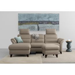 Sit & More Ecksofa SIT & MORE "Mellum L-Form", braun (savannah), B:250cm H:87cm T:163cm, 100% Polyester, Sofas, Ecksofa, Federkern, wahlweise mit Bettfunktion, Bettkasten und Armteilfunktion